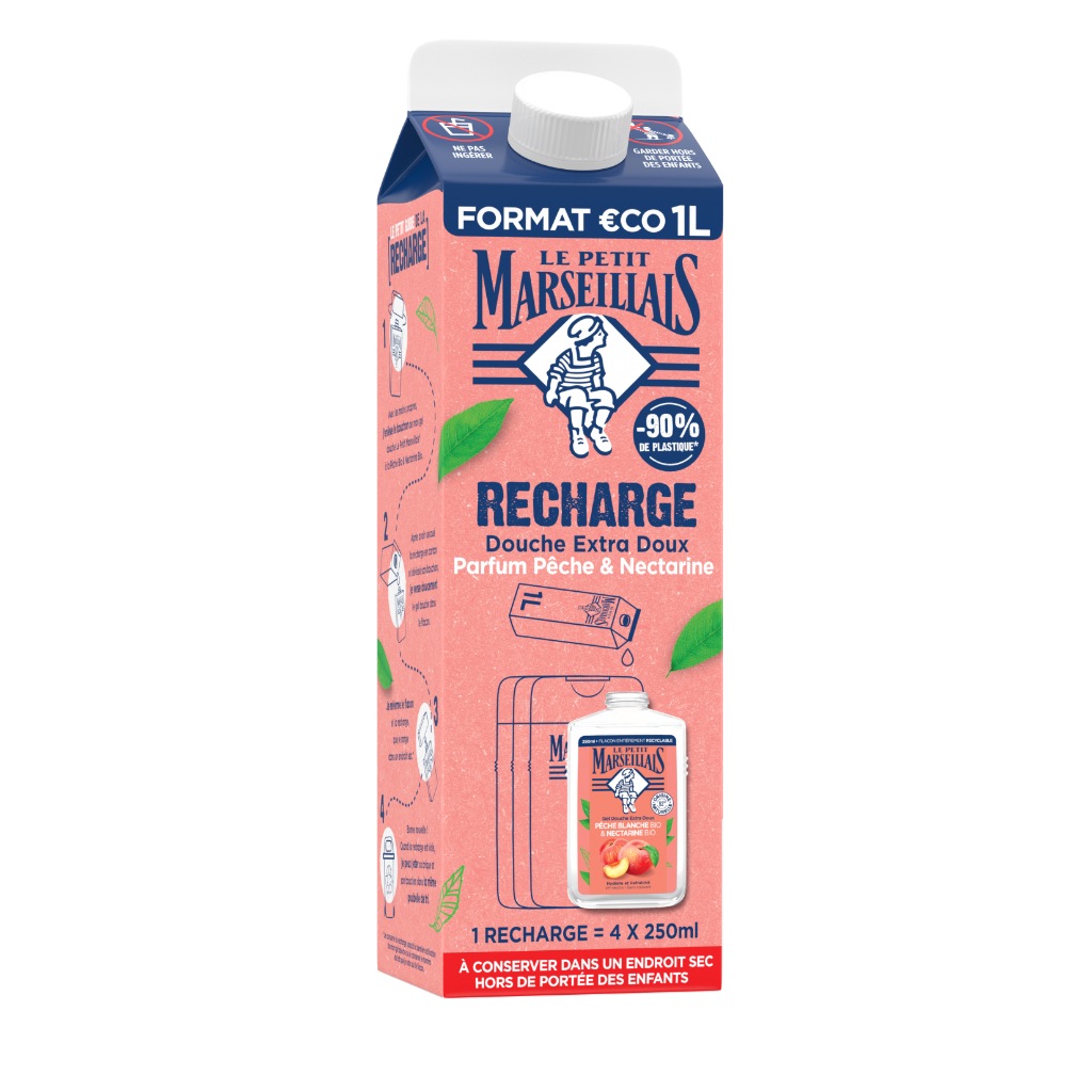 Recharge Gel Douche Extra Doux Pêche Blanche BIO & Nectarine BIO ...
